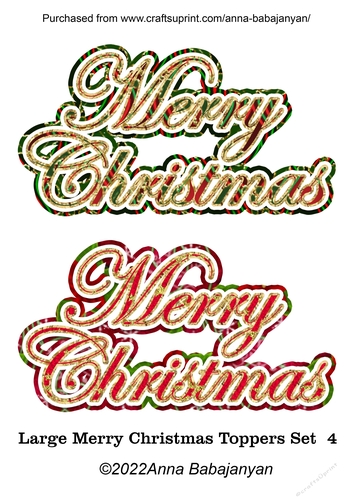 Large Merry Christmas Toppers Set 4 - CUP1185990_96 | Craftsuprint