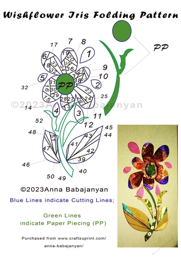 Wishflower Iris Folding Pattern - CUP1217092_96 | Craftsuprint