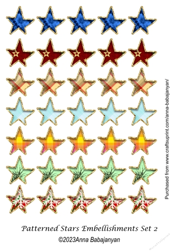 Patterned Stars Embellishments Set 2 - CUP1249785_96 | Craftsuprint
