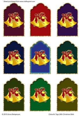 Colourful Tags with Christmas Bells - CUP125029_96 | Craftsuprint