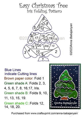 Easy Christmas Tree Iris Folding Pattern - CUP1265520_96 | Craftsuprint