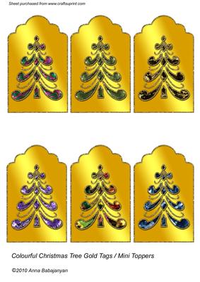 Colourful Christmas Tree Gold Tags /mini Toppers - CUP127947_96 ...