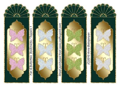 Fan & Butterflies Bookmarks / Toppers 1 - CUP127958_96 | Craftsuprint