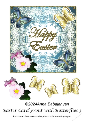 Easter Card Front with Butterflies 3 - CUP1291616_96 | Craftsuprint