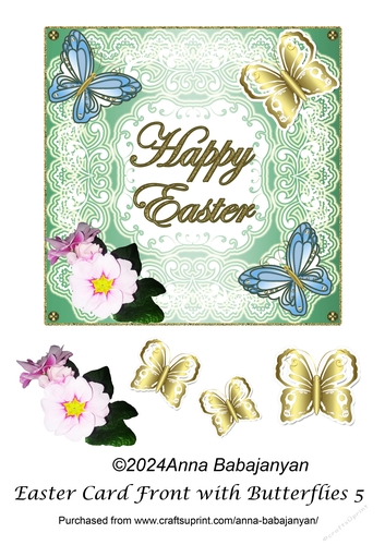 Easter Card Front with Butterflies 5 - CUP1291619_96 | Craftsuprint