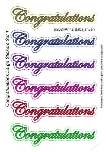 Congratulations Large Stickers Set 1 - CUP1321070_96 | Craftsuprint