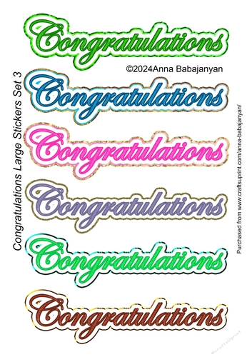 Congratulations Large Stickers Set 3 - CUP1321072_96 | Craftsuprint