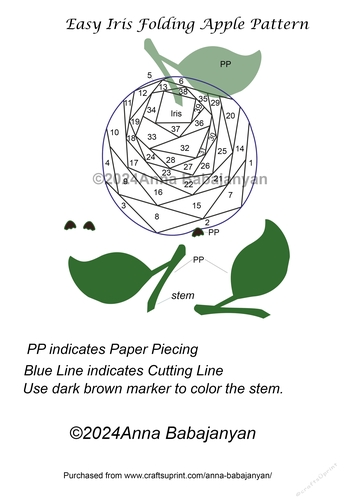 Easy Iris Folding Apple Pattern - CUP1321630_96 | Craftsuprint