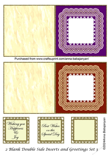 2 Blank Double Side Inserts and Greetings Set 3 - CUP1323443_96 ...