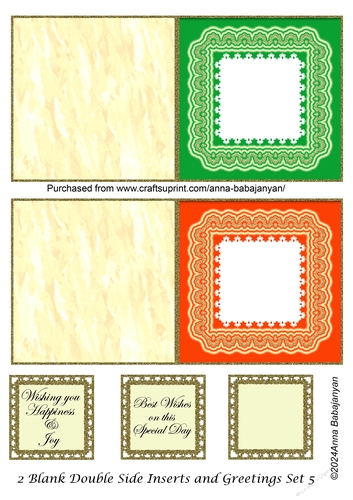 2 Blank Double Side Inserts and Greetings Set 5 - CUP1323446_96 ...