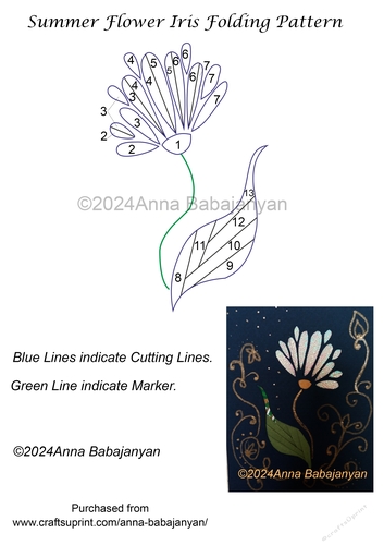 Summer Flower Iris Folding Pattern - CUP1323674_96 | Craftsuprint