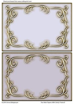 Two Note Papers with Swirly Frame 6 - CUP133855_96 | Craftsuprint