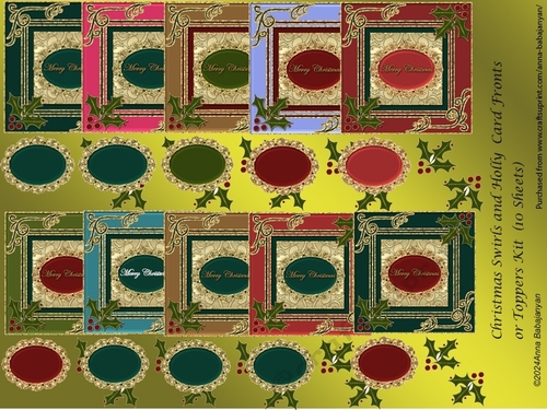 Christmas Swirls and Holly Card Fronts or Toppers Kit - CUP1349271_96 ...