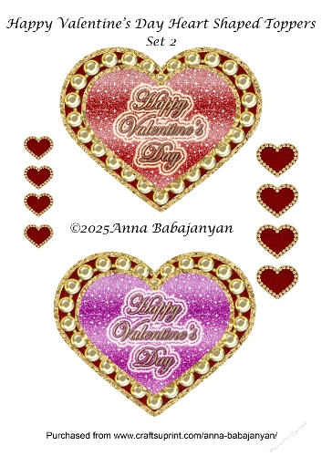 Happy Valentines Day Heart Shaped Toppers Set 2 - CUP1364092_96 ...