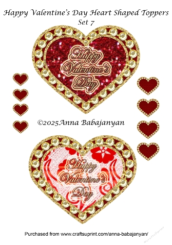 Happy Valentines Day Heart Shaped Toppers Set 7 - CUP1364097_96 ...