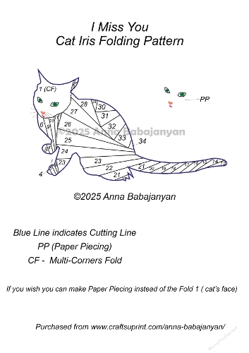 I Miss You Cat Iris Folding Pattern - CUP1365889_96 | Craftsuprint