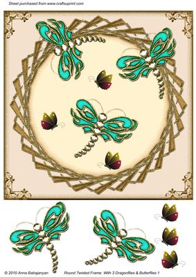 Round Twisted Frame with 3 Dragonflies & Butterflies - CUP144621_96 ...