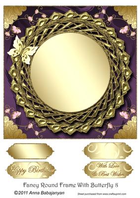 Fancy Round Frame with Butterfly 8 - CUP174626_96 | Craftsuprint