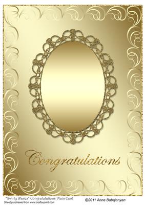 Swirly Waves Congratulations Plain Card - CUP176127_96 | Craftsuprint