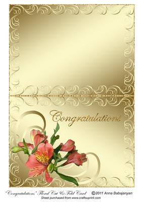 Congratulations Floral Cut & Fold Card - CUP193400_96 | Craftsuprint