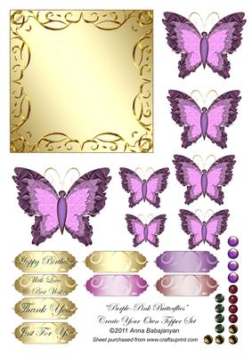Purple-pink Butterflies Create Your Own Topper Set - CUP222775_96 ...