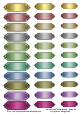 Various Color Blank Metallic Labels Set - CUP236331_96 | Craftsuprint