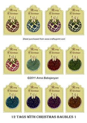 12 Tags with Christmas Baubles 1 - CUP255079_96 | Craftsuprint