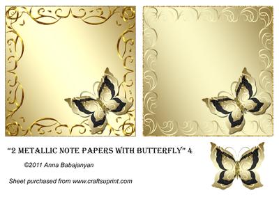 2 Metallic Note Papers with Butterfly 4 - CUP255266_96 | Craftsuprint