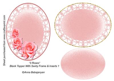 3 Roses Blank Topper with Swirly Frame & Inserts 1 - CUP259295_96 ...