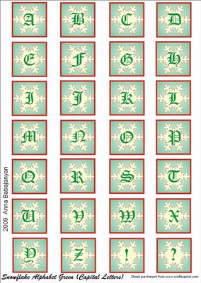 Snowflake Alphabet Green Capital Letters - CUP25974_96 | Craftsuprint