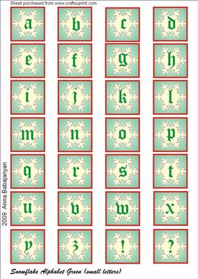 Snowflake Alphabet Green ( Small Letters) - CUP25977_96 | Craftsuprint