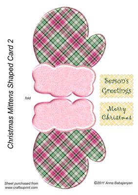 Christmas Mittens Shaped Card 2 - CUP259918_96 | Craftsuprint