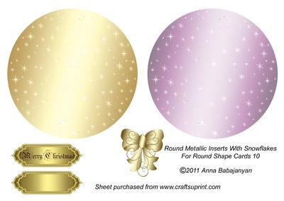 Round Metallic Inserts with Snowflakes for Round Shape Cards ...