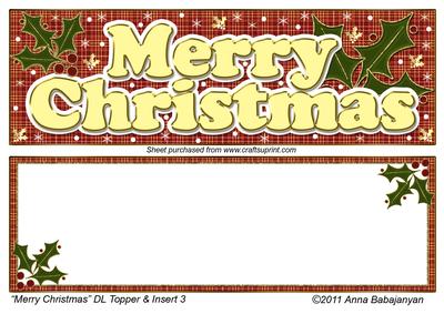 Merry Christmas Dl Topper & Insert 3 - CUP281906_96 | Craftsuprint