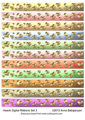 Hearts Digital Ribbons Set 3 - CUP295898_96 | Craftsuprint