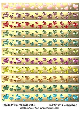 Hearts Digital Ribbons Set 5 - CUP295903_96 | Craftsuprint