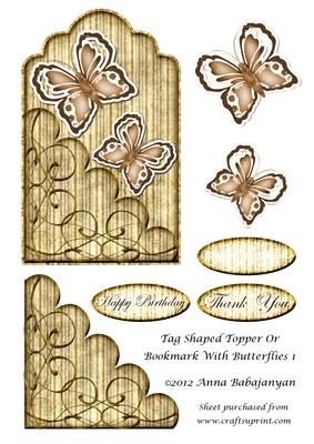Tag Shaped Topper or Bookmark with Butterflies 1 - CUP306688_96 ...