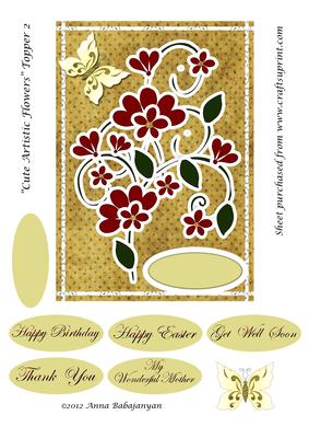 Cute Artistic Flowers Topper 2 - CUP307918_96 | Craftsuprint