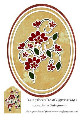 Cute Flowers Oval Topper & Tag 2 - CUP307998_96 | Craftsuprint