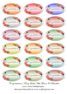 Congratulations Fancy Labels with Flowers & Butterflies - CUP309558_96 ...