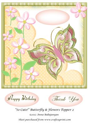 So Cute! Butterfly & Flowers Topper 2 - CUP316197_96 | Craftsuprint