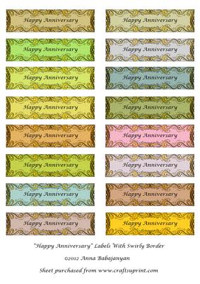 Happy Anniversary Labels with Swirly Border - CUP317810_96 | Craftsuprint