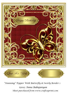 Stunning Topper with Butterfly & Swirly Border 1 - CUP318715_96 ...