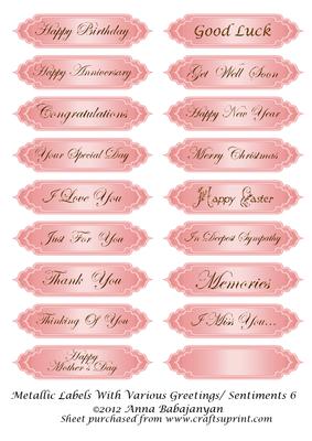 Metallic Labels with Various Greetings/ Sentiments 6 - CUP326252_96 ...