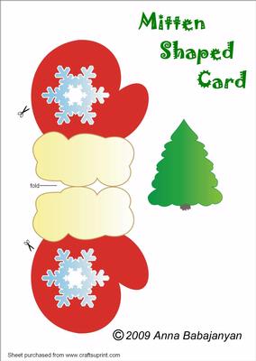 Mitten Shaped Card - CUP32861_96 | Craftsuprint