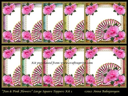 Fan & Pink Flowers Large Square Toppers Kit 1 - CUP331962_96 | Craftsuprint