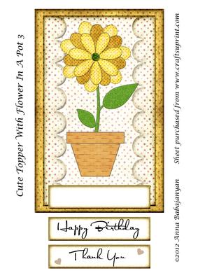 Cute Topper with Flower in a Pot 3 - CUP332503_96 | Craftsuprint