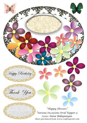 Happy Flowers Various Occasions Oval Topper 9 - CUP341993_96 | Craftsuprint