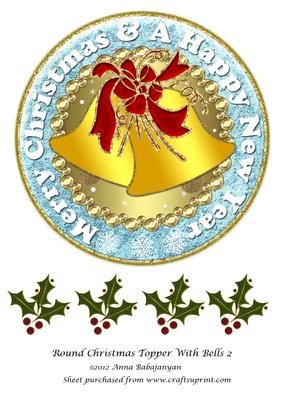 Round Christmas Topper with Bells 2 - CUP355456_96 | Craftsuprint