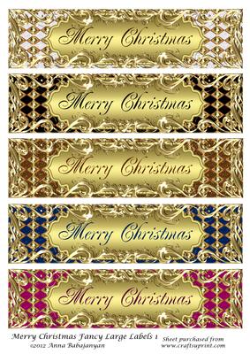 Merry Christmas Fancy Large Labels 1 - CUP355636_96 | Craftsuprint